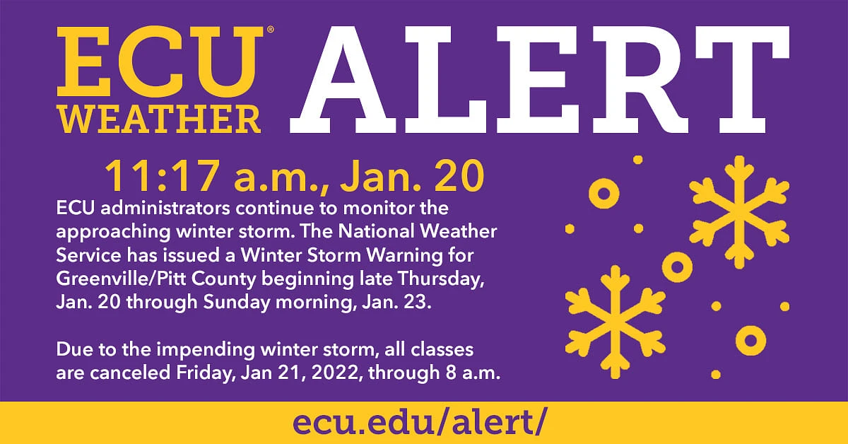 ECU Classes Canceled Friday, Jan. | The ECU Parent and Family Portal