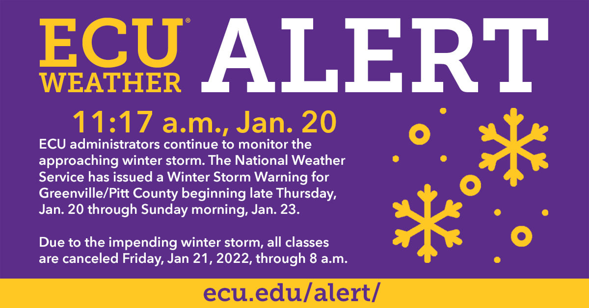 ECU Classes Canceled Friday, Jan. | The ECU Parent and Family Portal